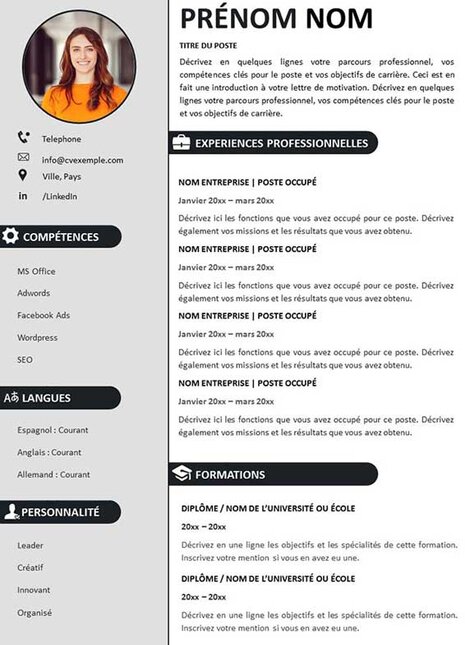 Modèle de CV Classique Gratuit à Télécharger avec Word