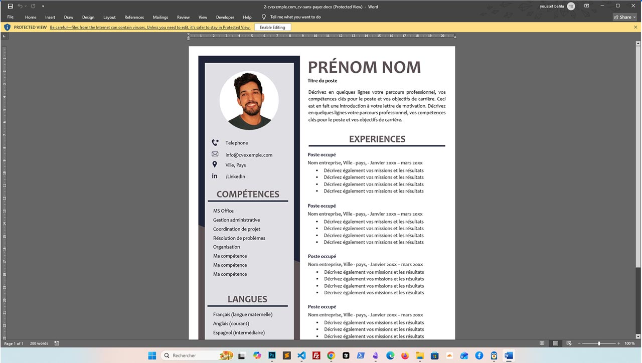Comment modifier un CV sur Word gratuitement en 2026