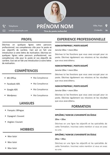 Modèle de CV pour Le Maroc gratuit à télécharger | CV Exemple