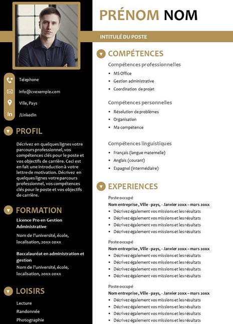 Modèle de CV pour Québec Gratuit à télécharger (Exemple Word)