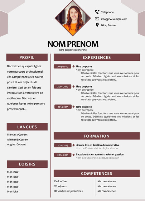 Modèle de CV pour Québec Gratuit à télécharger (Exemple Word)