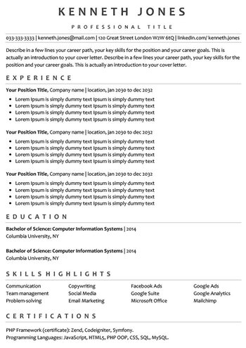 Templates de CV Word gratuits à télécharger sans abonnement