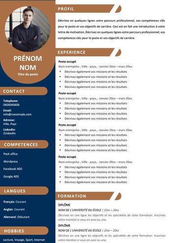 Modèle de CV pour Homme (2026) prêt à remplir avec Word